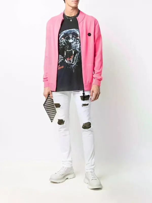 Philipp Plein Logo-patch Zip-up Cardigan
