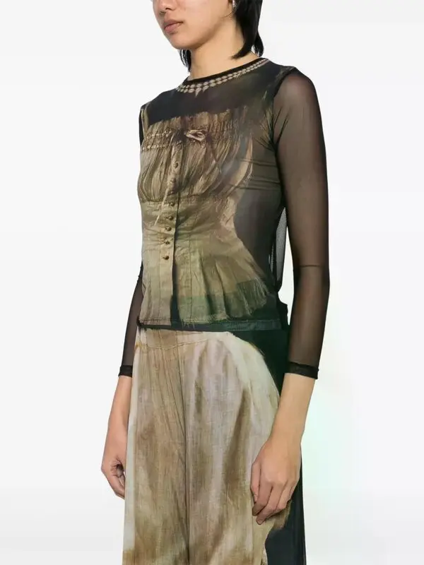 IA LONDON Graphic-print Semi-sheer Top