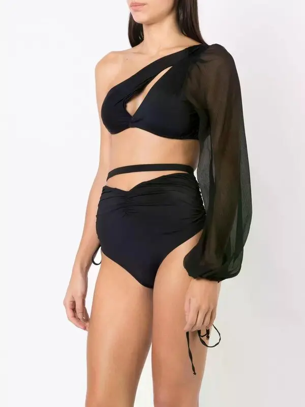 AMIR SLAMA One-shoulder Long-sleeve Bikini Set