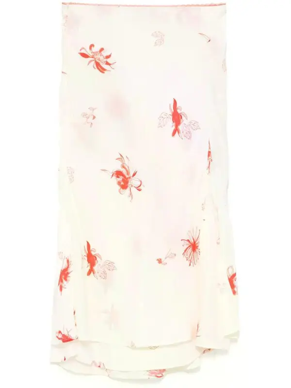 SAMUEL GUÌ YANG Floral-print Asymmetric Skirt