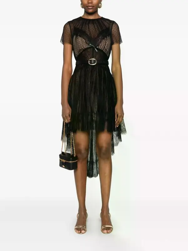 SELF-PORTRAIT Dot-pattern Mesh Mini Dress