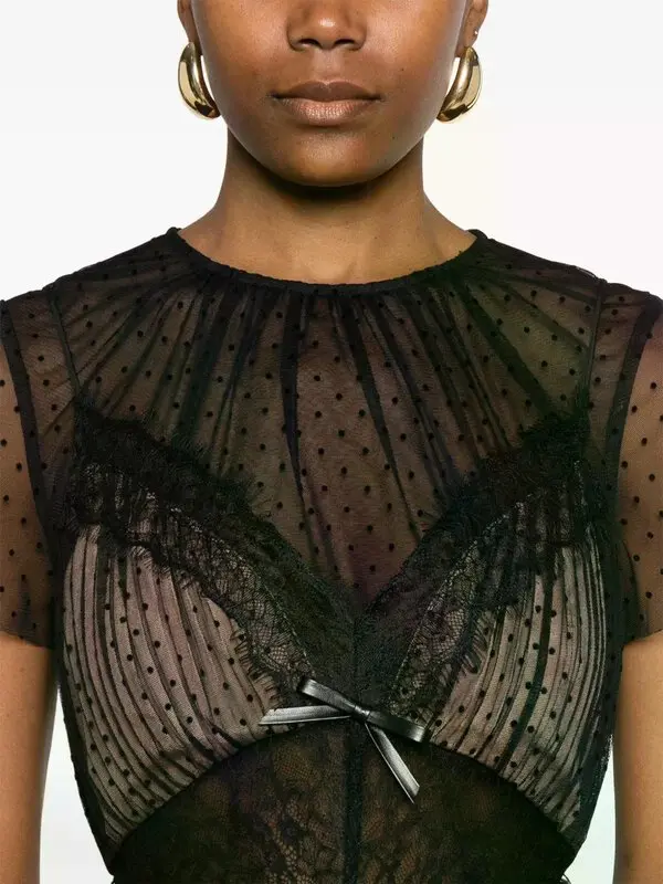 SELF-PORTRAIT Dot-pattern Mesh Mini Dress