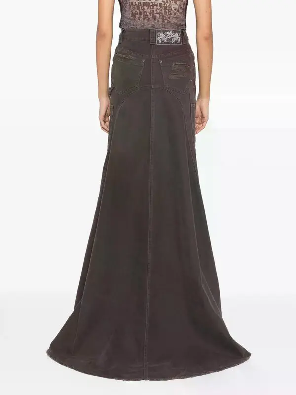 Vaquera Distressed High-low Hem Skirt