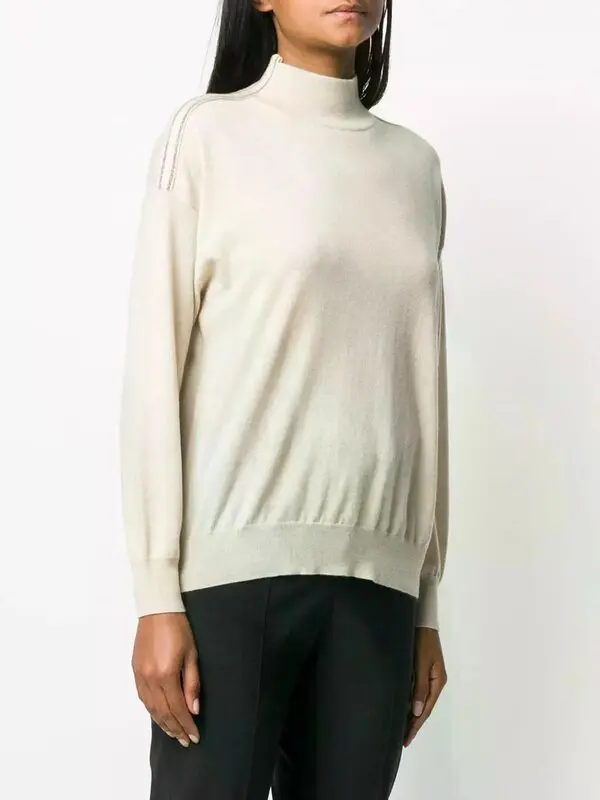 Brunello Cucinelli Cashmere Jumper With Brass Embellishment