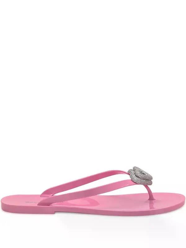 Mach & Mach Double-hearted Flip Flops - Pink