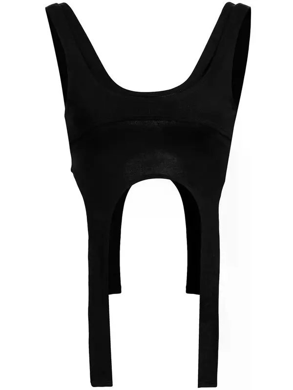 HELIOT EMIL U-neck Cropped Tank Top With Asymmetric Hem - Black