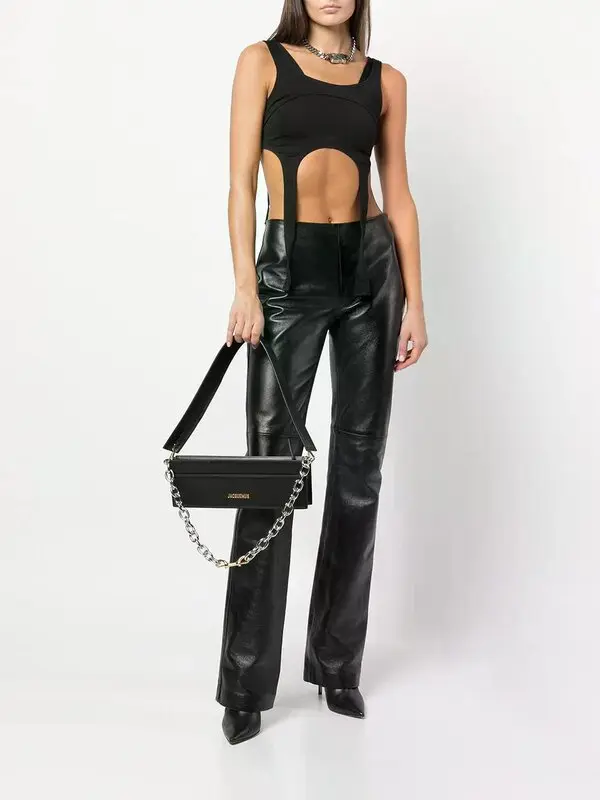 HELIOT EMIL U-neck Cropped Tank Top With Asymmetric Hem - Black