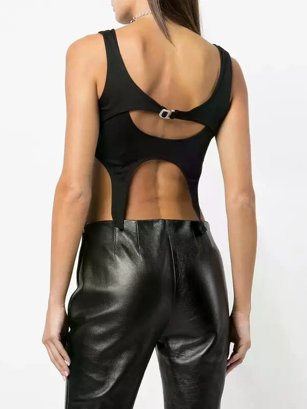 HELIOT EMIL U-neck Cropped Tank Top With Asymmetric Hem - Black