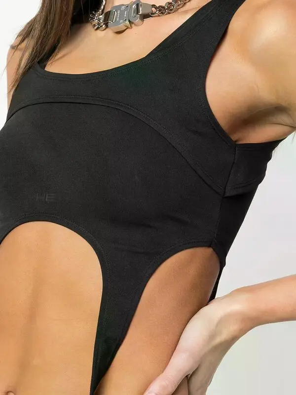 HELIOT EMIL U-neck Cropped Tank Top With Asymmetric Hem - Black