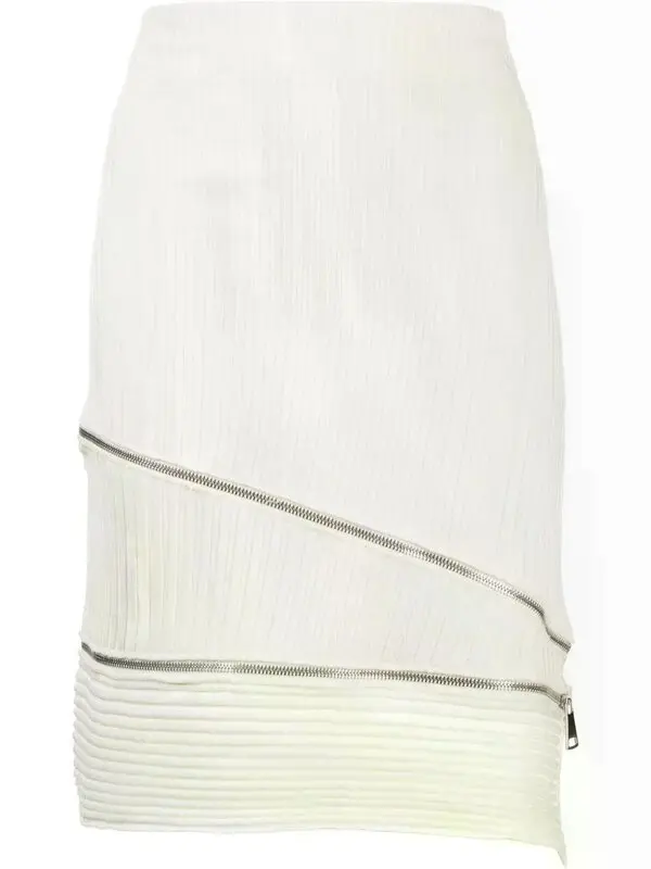 ANDREĀDAMO Ribbed Asymmetric Midi Skirt - White