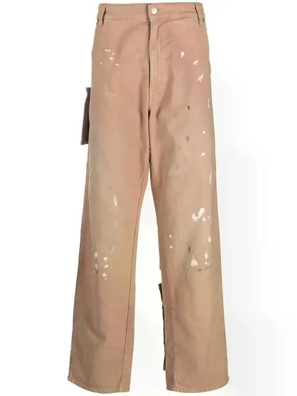 DARKPARK Paint-splatter Patch Pocket Wide-leg Jeans