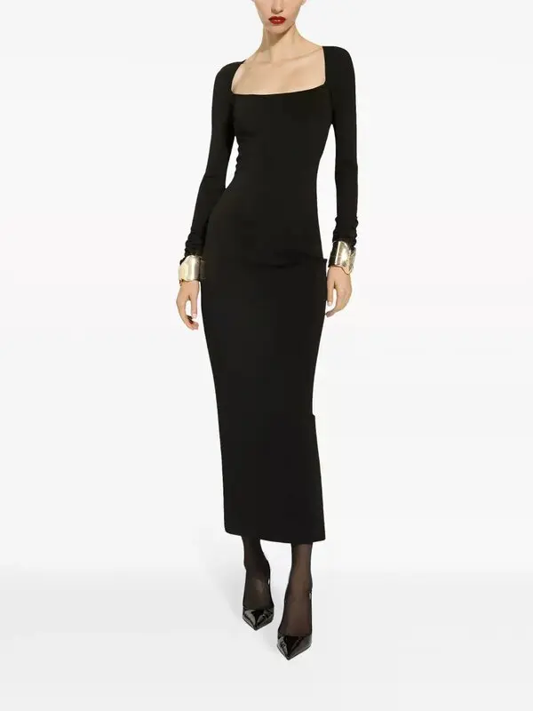 Dolce & Gabbana Long-sleeve Square-neck Midi Dress