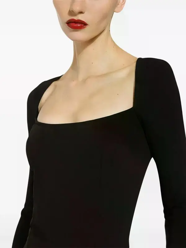 Dolce & Gabbana Long-sleeve Square-neck Midi Dress