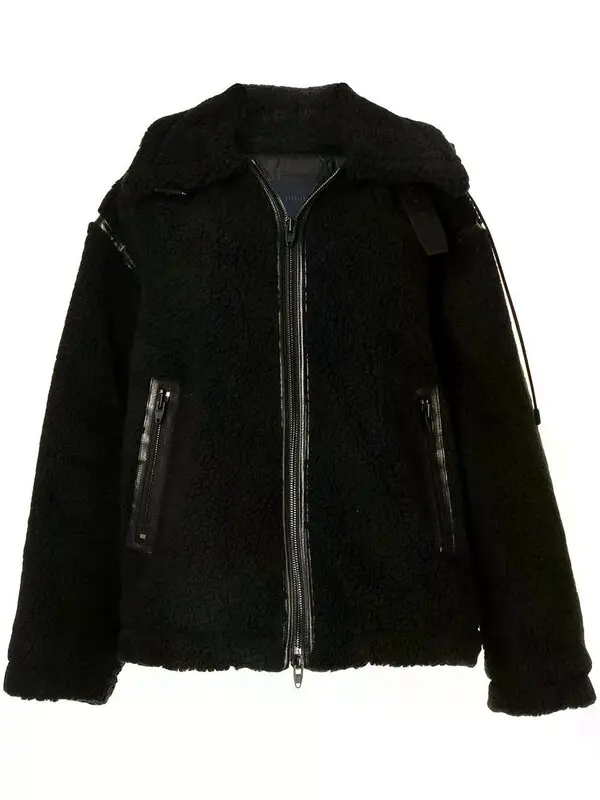 JUUN.J Faux-shearling Oversized Biker Coat