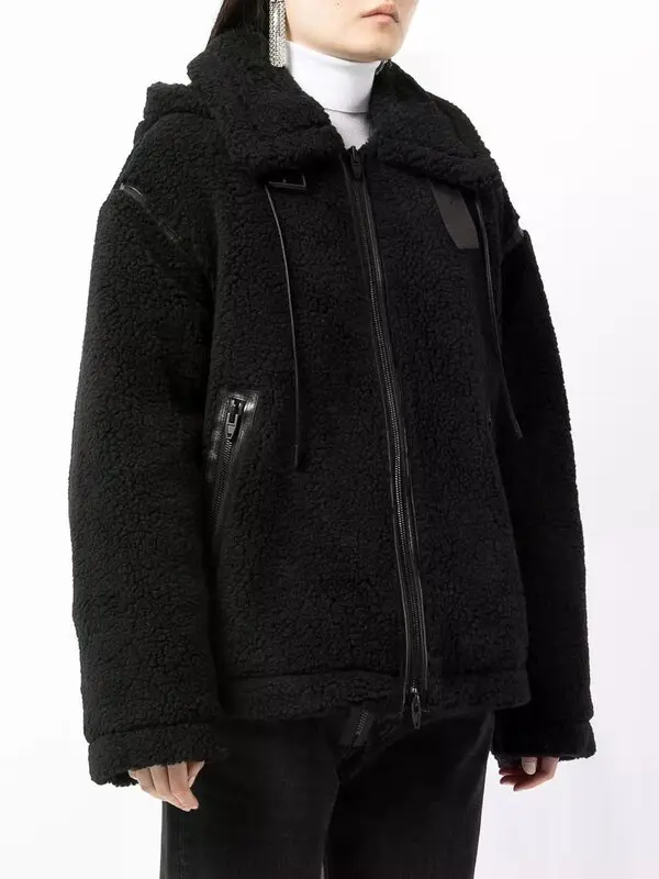 JUUN.J Faux-shearling Oversized Biker Coat