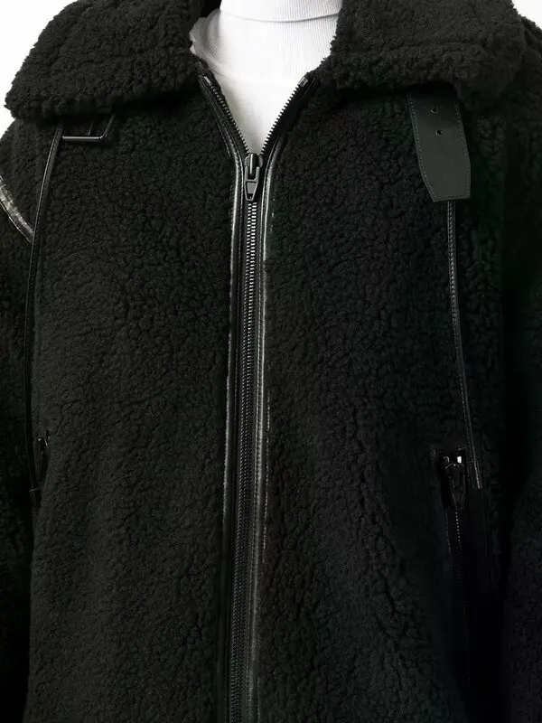 JUUN.J Faux-shearling Oversized Biker Coat