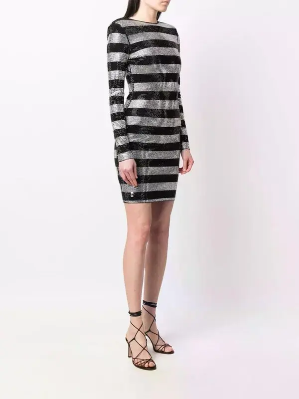 Philipp Plein Crystal-stripes Fitted Mini Dress