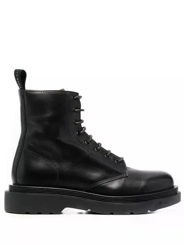 BUTTERO® Chunky Leather Lace-up Boots - Black