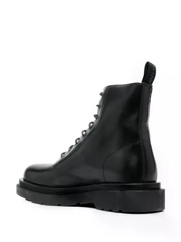 BUTTERO® Chunky Leather Lace-up Boots - Black