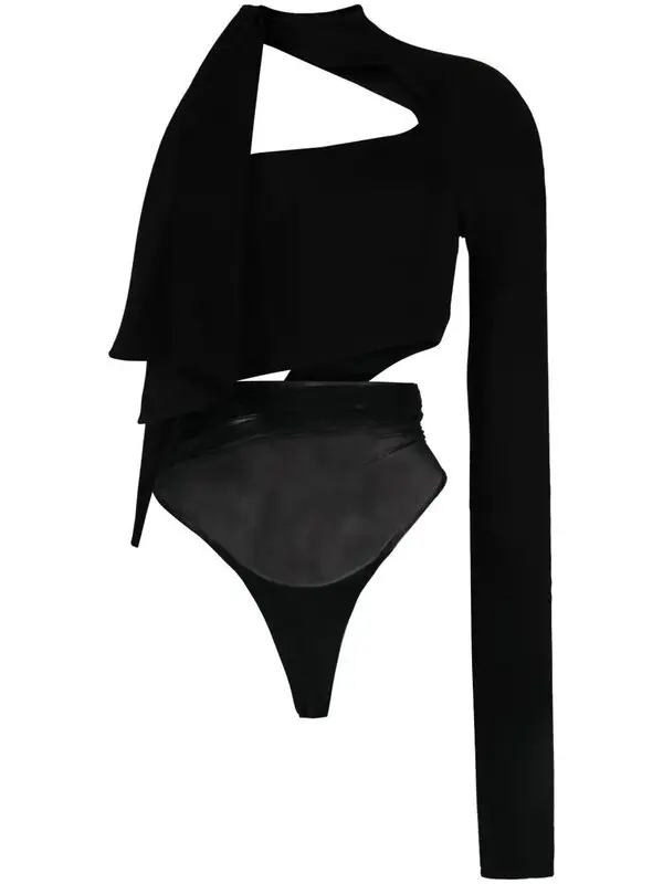 MUGLER Cut-out One-shoulder Bodysuit