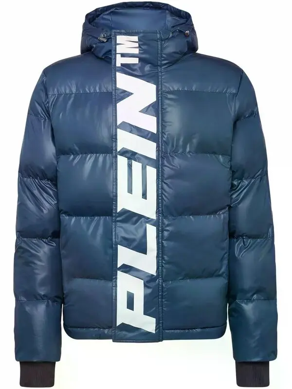 Philipp Plein Padded Long-sleeve Logo Jacket - Blue