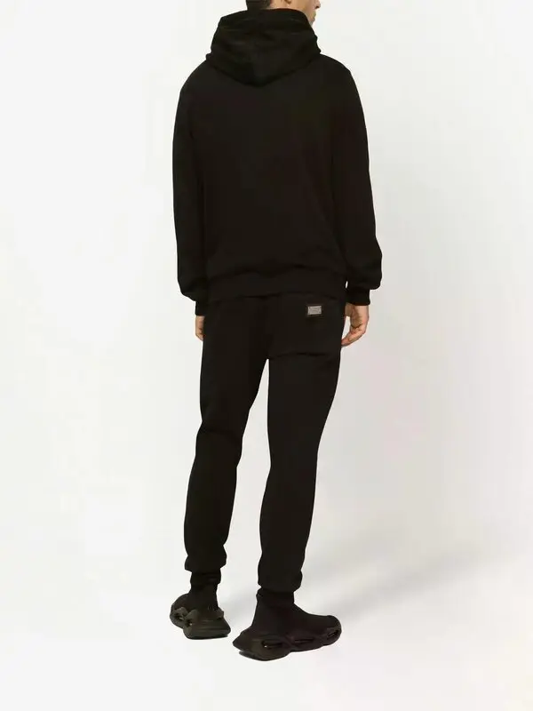 Dolce & Gabbana Zip-up Hoodie With Logo Tag - Black