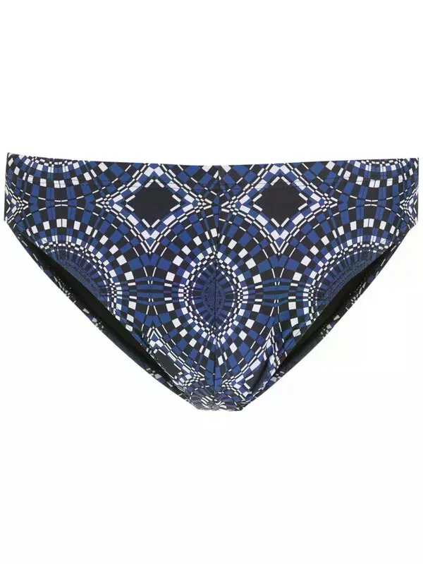 AMIR SLAMA Abstract Print Swimming Trunks - Blue