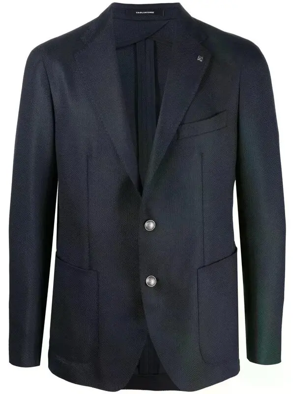 Tagliatore Virgin Wool Single-breasted Blazer - Blue