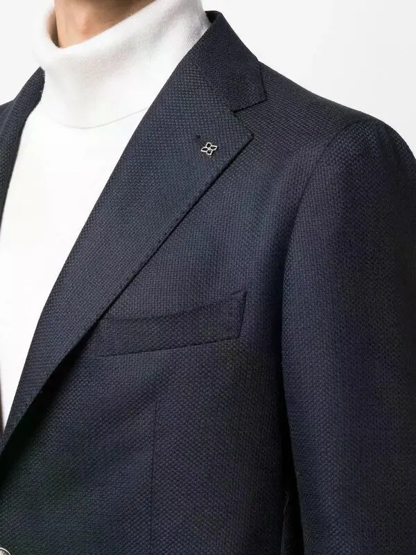 Tagliatore Virgin Wool Single-breasted Blazer - Blue