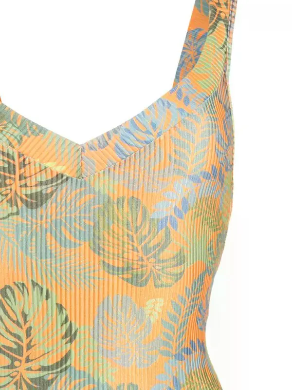 AMIR SLAMA Palm Leaf Print Swimsuit