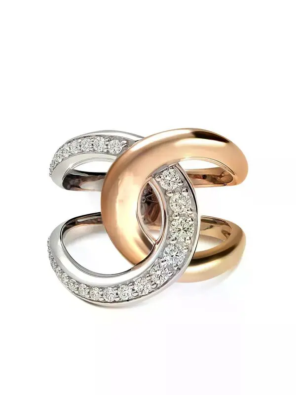 LEO PIZZO 18kt Red And White Gold Cheek To Cheek Diamond Ring - Silver