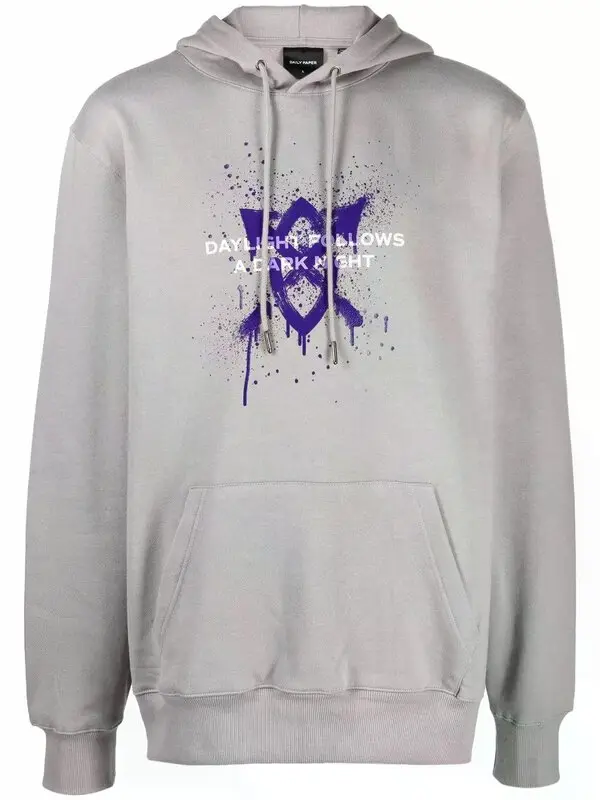 DAILY PAPER Logo-print Cotton Hoodie - Grey