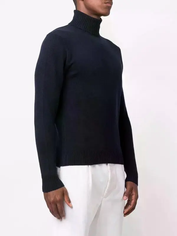 DELL'OGLIO Roll-neck Rib-trimmed Jumper - Blue