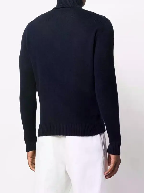 DELL'OGLIO Roll-neck Rib-trimmed Jumper - Blue