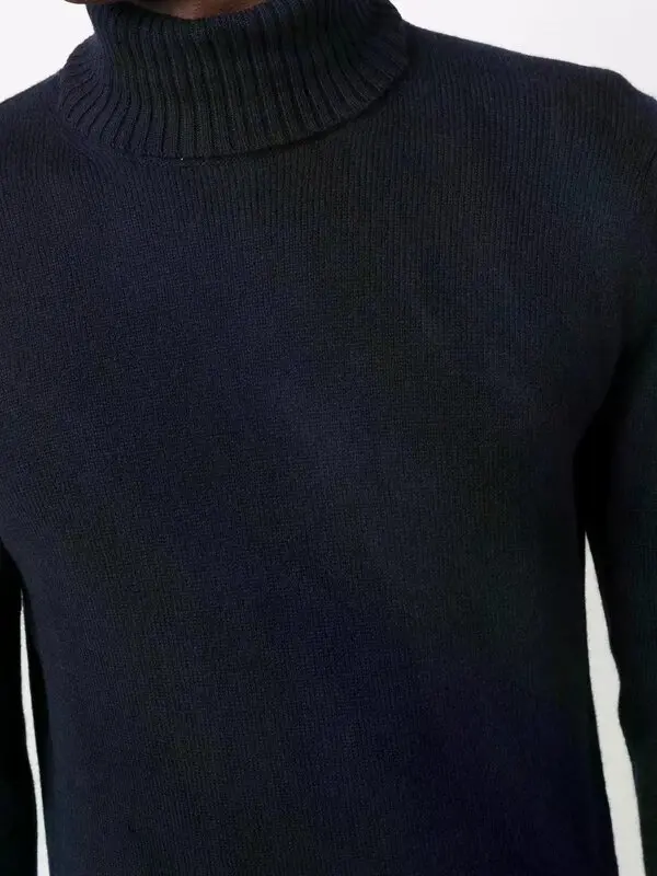 DELL'OGLIO Roll-neck Rib-trimmed Jumper - Blue