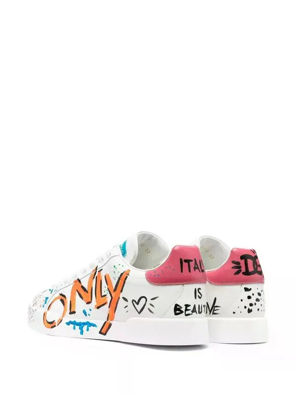 Dolce & Gabbana Portofino Painted Leather Sneakers