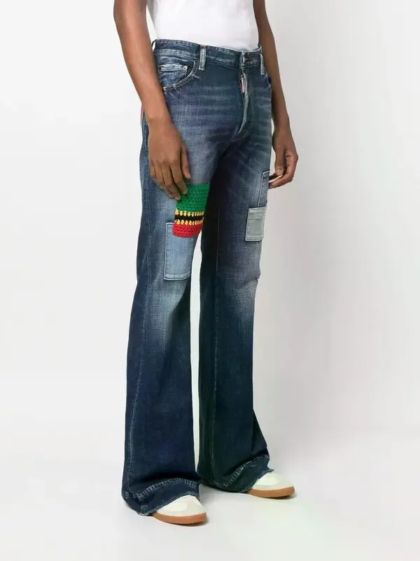 Dsquared2 Patchwork Wide-leg Jeans
