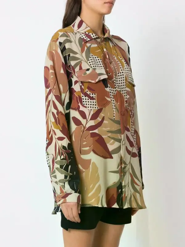 AMIR SLAMA Palm Tree Leaf Print Shirt