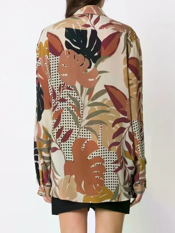AMIR SLAMA Palm Tree Leaf Print Shirt
