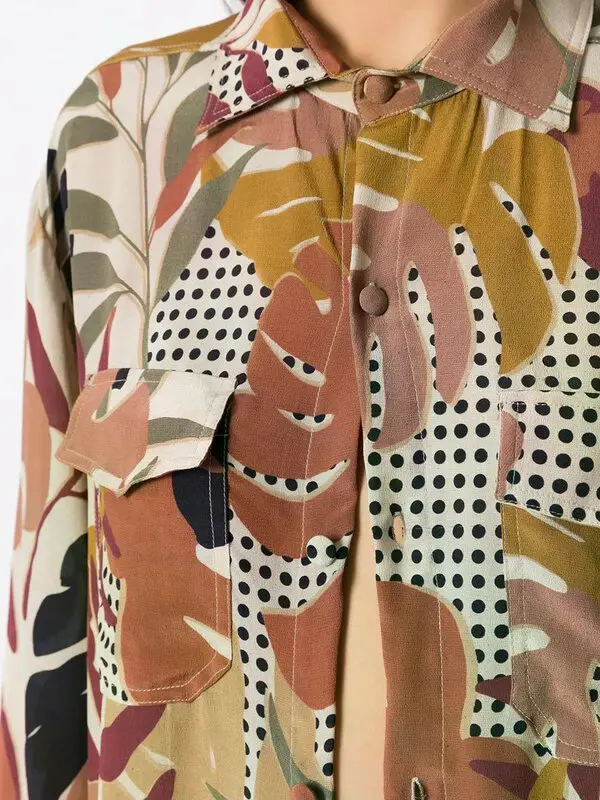 AMIR SLAMA Palm Tree Leaf Print Shirt