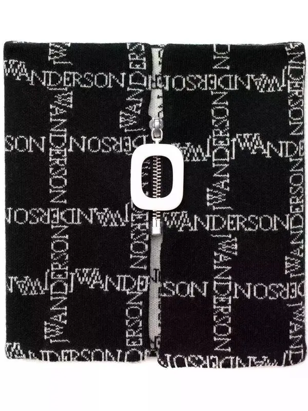 JW Anderson Logo-grid Zip-up Neckband - Black