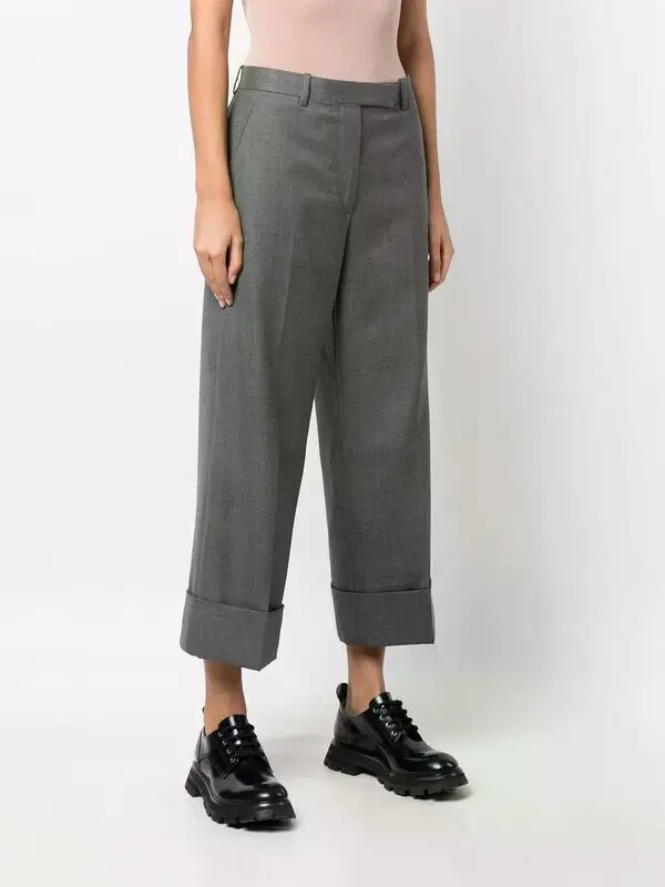 Thom Browne Cuffed-hem Cropped Trousers - Grey