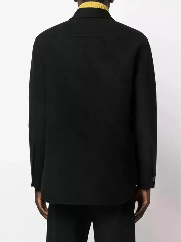 JIL SANDER Button-up Wool Shirt Jacket - Black