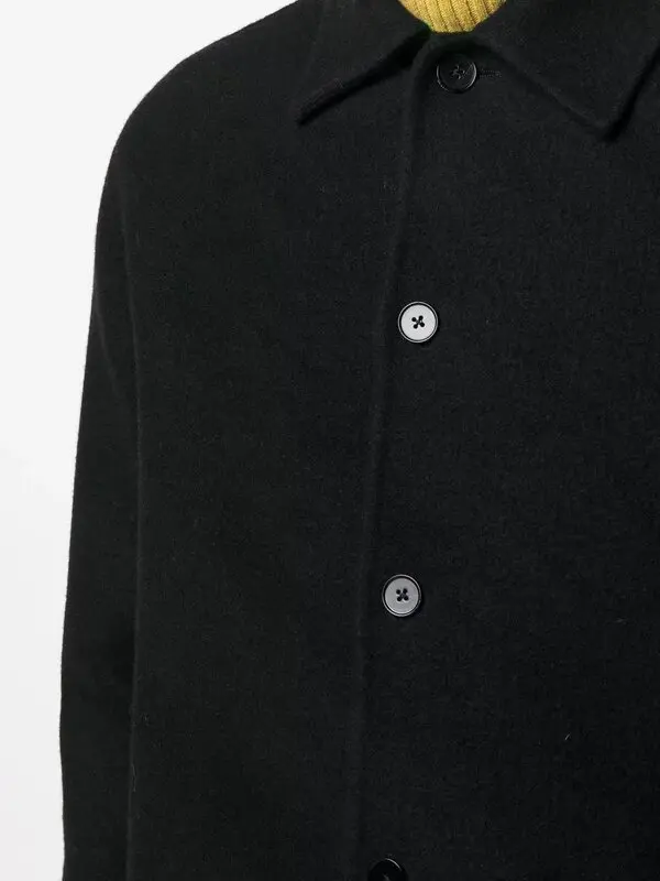 JIL SANDER Button-up Wool Shirt Jacket - Black