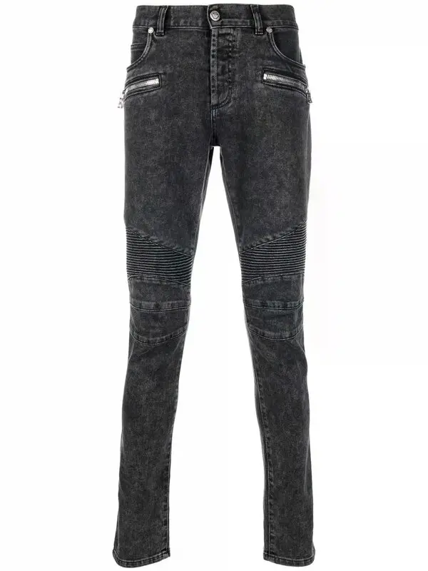Balmain Ribbed-knee Slim-fit Jeans