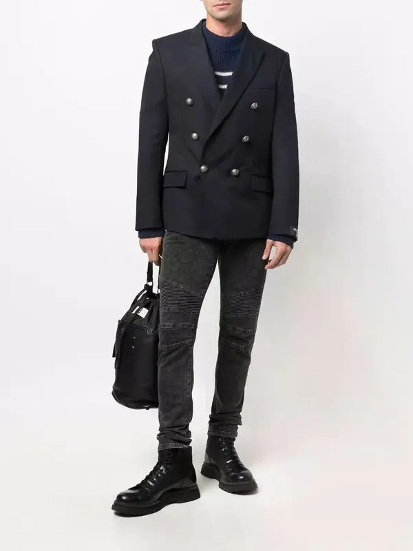 Balmain Ribbed-knee Slim-fit Jeans