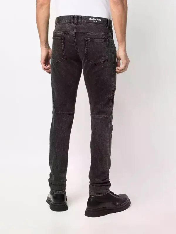 Balmain Ribbed-knee Slim-fit Jeans