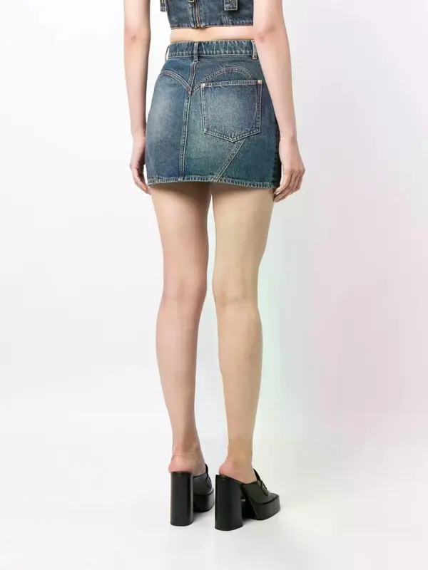 AREA Claw Cut Denim Miniskirt