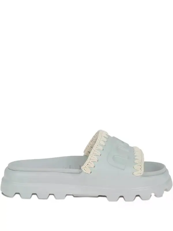 Mou Logo-embossed Slides - Blue