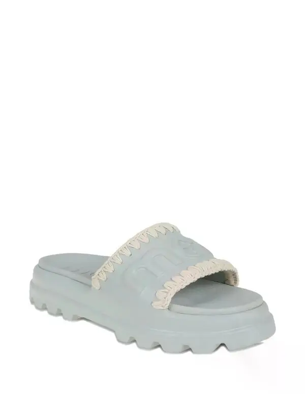 Mou Logo-embossed Slides - Blue